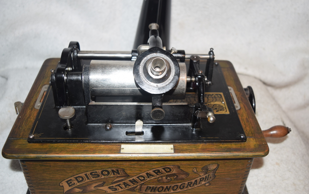 Edison Standard Phonograph, Green Oak and Banner for sale