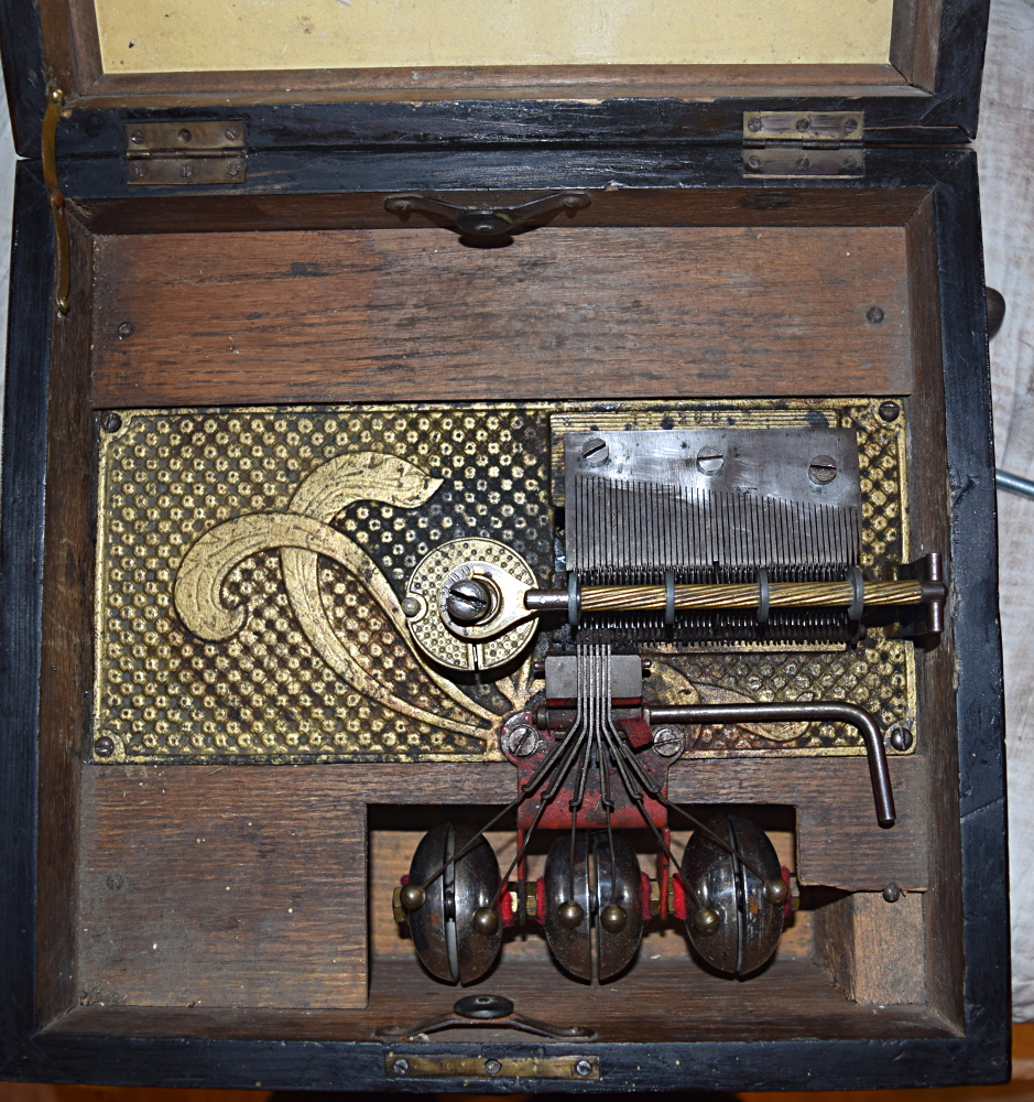 Nine inch Kalliope music box with bells for sale