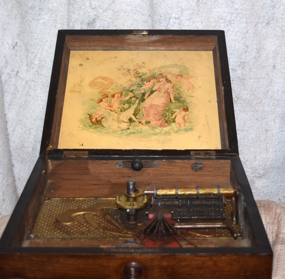 Nine inch Kalliope music box with bells for sale