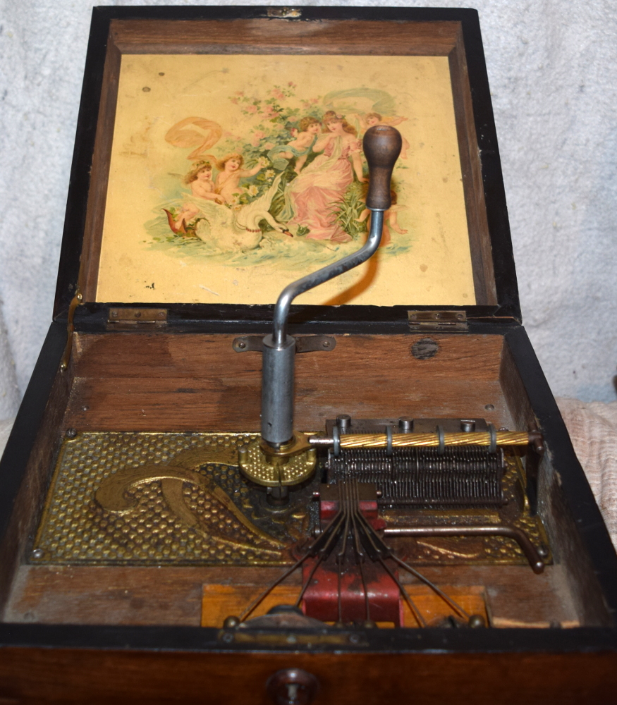 Nine inch Kalliope music box with bells for sale